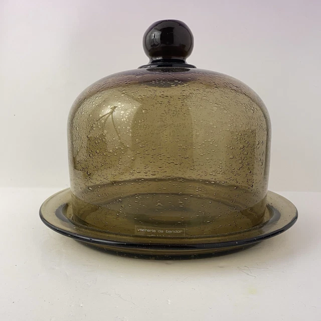 CLOCHE À GÂTEAUX en verre bullé soufflé vintage verrerie de Bendor EUR ...