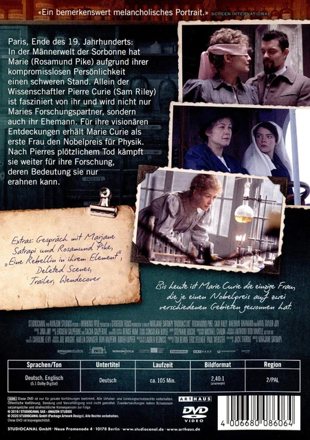 MARIE CURIE - Elemente des Lebens (DVD) Pike Rosamund Riley Sam Anya ...