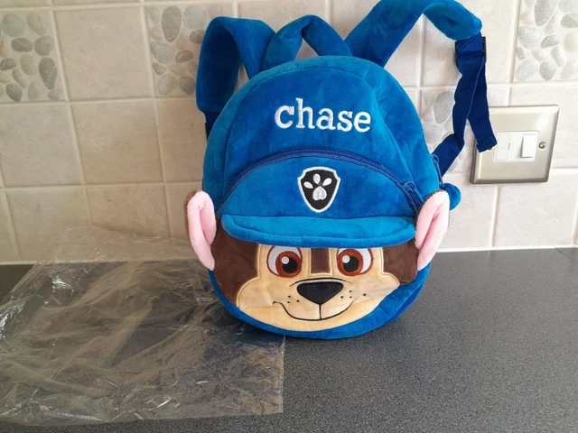PAW PATROL CHASE backpack - NEW - Child's small plush - 10" x 10" (25cm ...