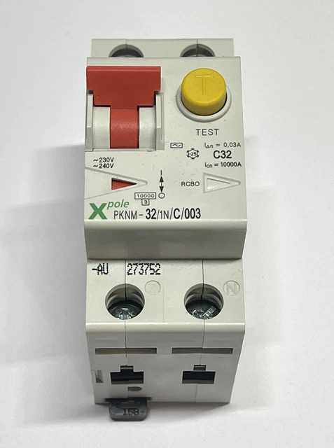 EATON MOELLER RCBO RCD MCB 32A C Curve 10kA 1p+N 240VAC PKNM-32/1N/C ...