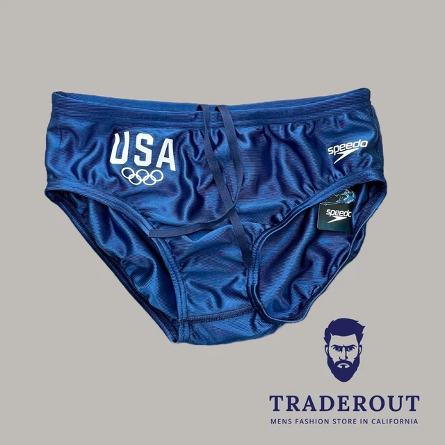 TEAM USA CUSTOM print Speedo Men blue Avenger water polo Swim swimsuit ...