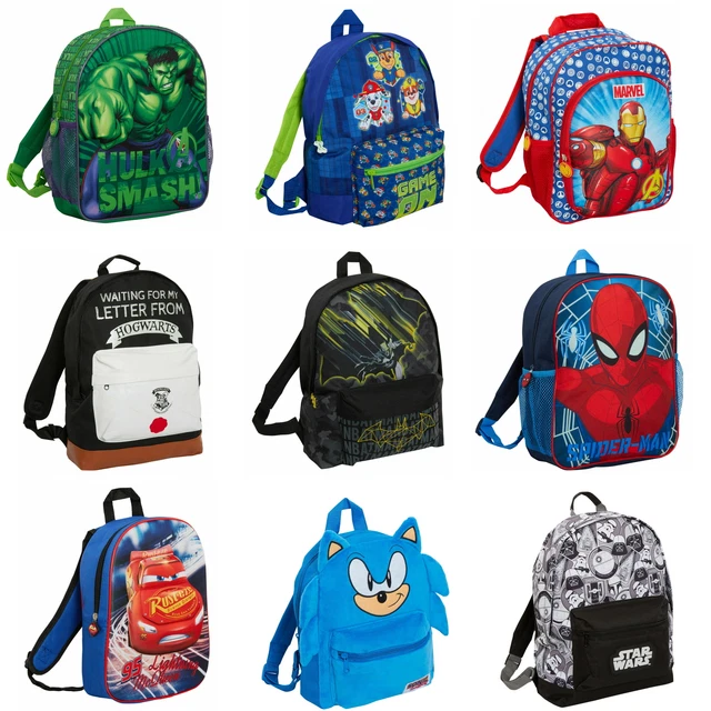 BOYS CHARACTER BACKPACK Kids Hero School Nursery Travel Rucksack Lunch ...