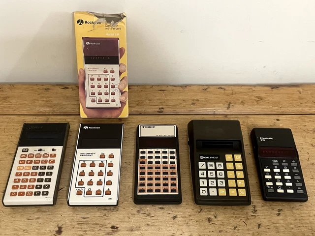 VINTAGE CALCULATORS TEXET Scientific Rockwell 8R 44Bd Prinztronic Royal ...