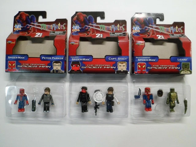 MARVEL MINIMATES SPIDER-MAN Peter Parker Lizard Capt Stacy Lot of 6 ...