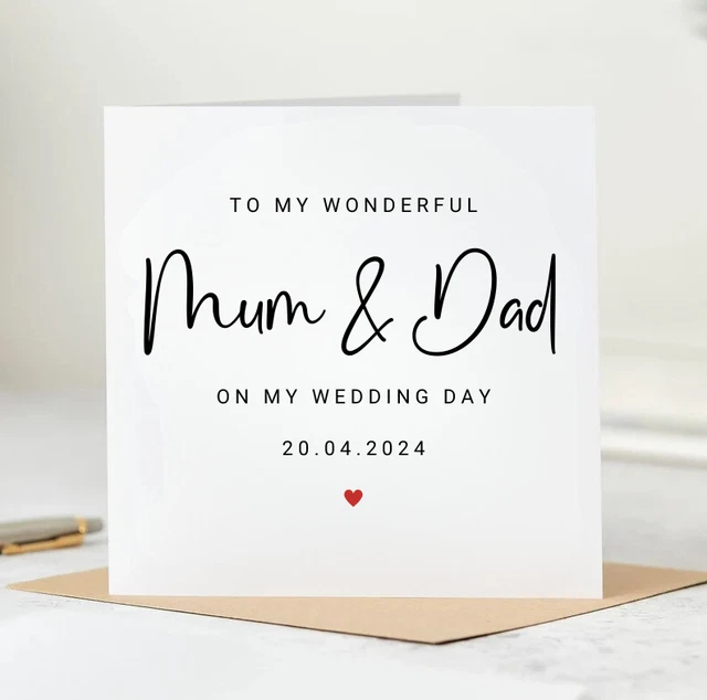 TO MY WONDERFUL Mum & Dad On My Wedding Day, 300gsm, 6×6 cm with White ...