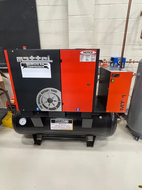 MATTEI BLADE-5-HHX 460V Rotary Vane Air Compressor Complete Set up £ ...