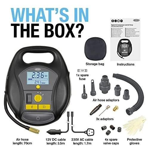 RING TYREINFLATE GO 6 Cordless Tyre Inflator Air Compressor & Air Pump ...