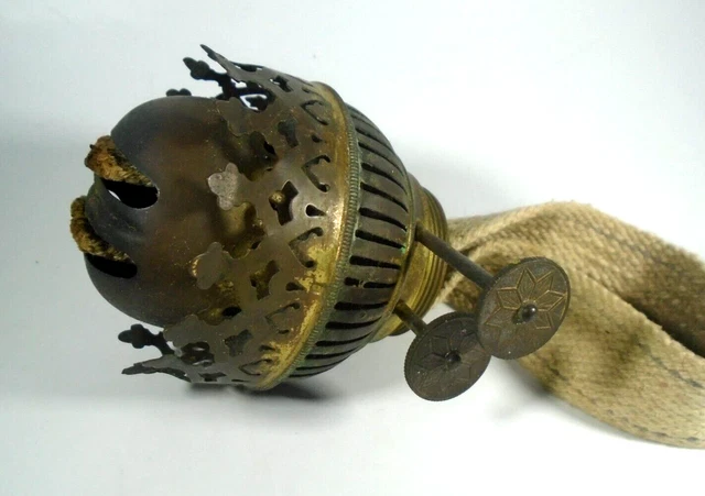 ANTIQUE BRASS OIL Lamp Duplex Burner, Snuffer Arm Lever £24.58 ...