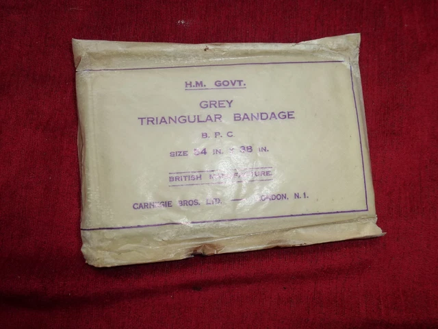ORIGINAL WW2 BRITISH Army Arp Cd First Aid Triangular Bandage Medical ...