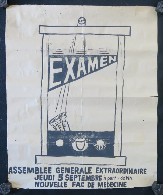 AFFICHE ORIGINALE MAI 68 EXAMEN GUILLOTINE FAC DE MEDECINE poster 1968 ...