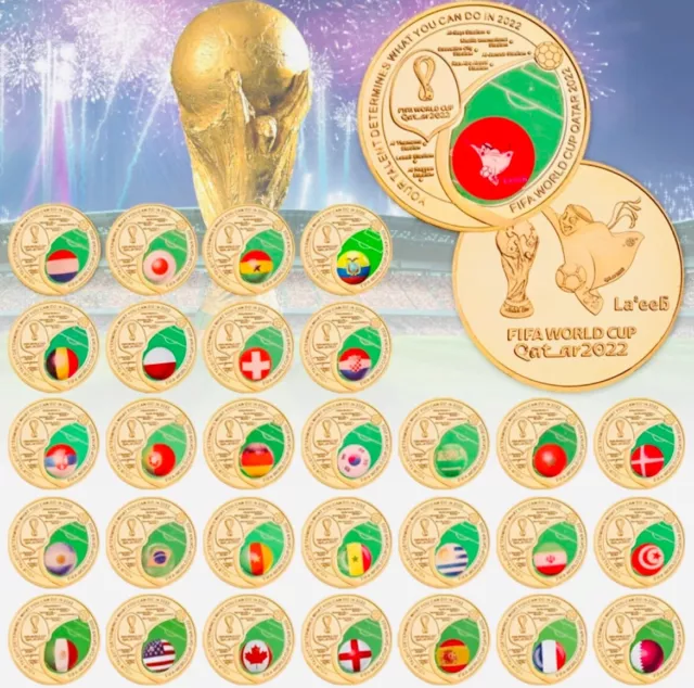 FIFA WORLD CUP Qatar Gold commemorative coins - Football coins World Cup 2022 £7.99 - PicClick UK