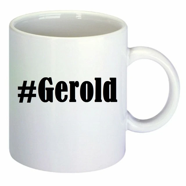 KAFFEETASSE #GEROLD HASHTAG Raute Keramik Höhe 9,5cm in Weiß EUR 14,90 ...