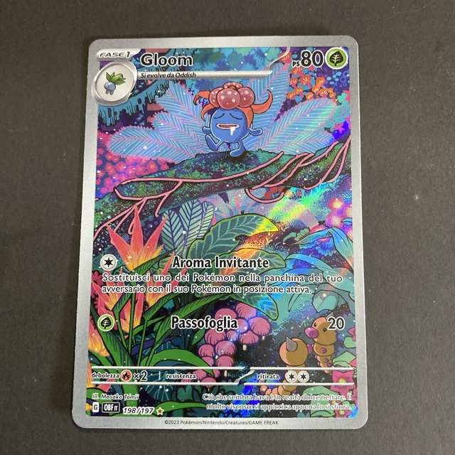 GLOOM 198/197 RARA Segreta Holo in Italiano POKEMON Ossidiana Infuocata ...