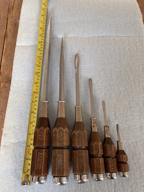 VINTAGE PROTO PROFESSIONAL SCREWDRIVER SET Wood Handle Made USA 6pcs ...