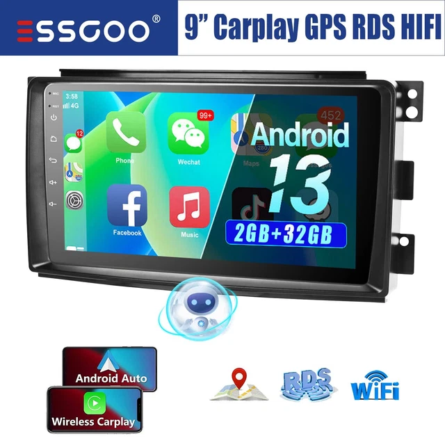AUTORADIO 9&& CARPLAY Android 13 32G GPS RDS HIFI per Smart Fortwo 451 2005-2010 EUR 153,77 ...