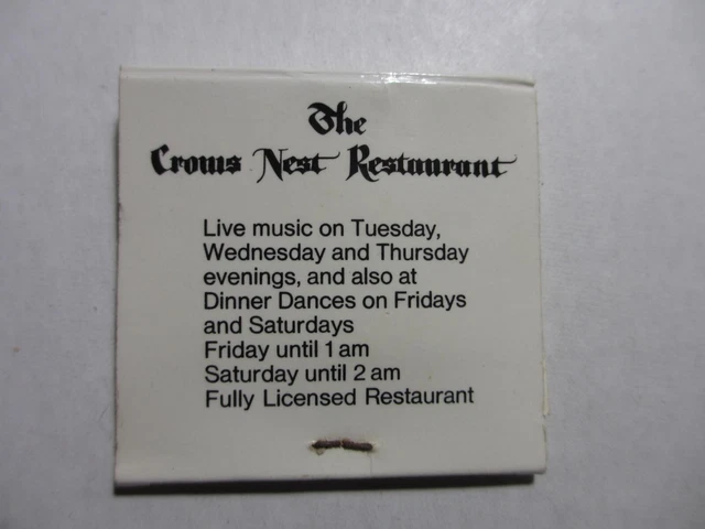 MATCHBOOK THE CROWS Nest live music Restaurant Tring Hill UK England ...