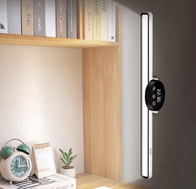 LED DESK LAMP Magnetic Clock USB 3 Temp Light Dimming Wardrobe Night ...