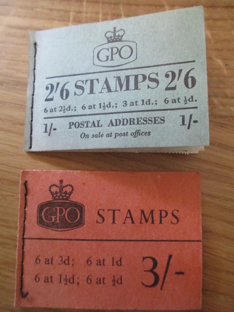 BUNDLE 0F TWO GPO STAMP BOOKLETS - GPO 2/6d APRIL 1954 & GPO 3 ...