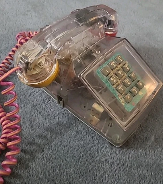 VINTAGE CORTELCO TRANSPARENT ITT Retro Corded Push Button Desk Phone £ ...