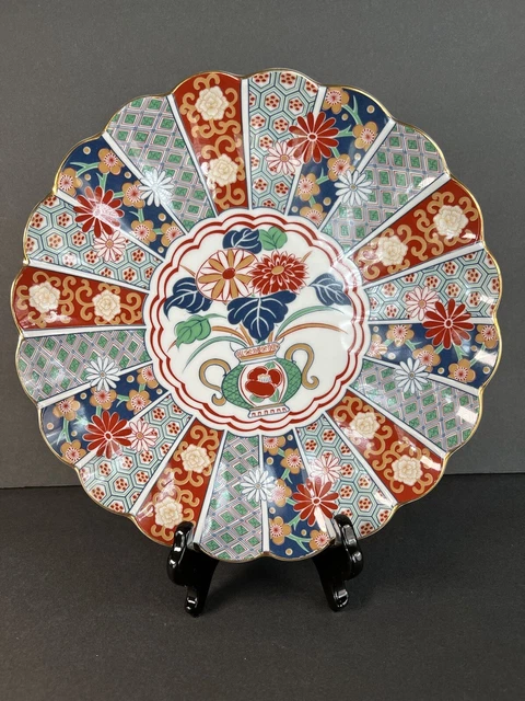VINTAGE ASIAN PORCELAIN Japanese Imari Fan Serving Platter $25.99 ...