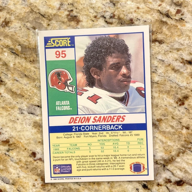 CARTE DE FOOTBALL score Deion Sanders 1990 #95 Atlanta Falcons EUR 2,31 ...