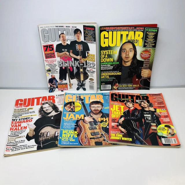GUITAR WORLD MAGAZINES x 5 Lot Blink 182 SOAD Eddie Van Halen Phish ...