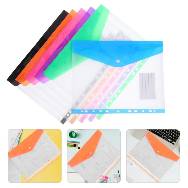 6 PCS FILE Bag Folder with Snap Button Binder Bags Folders Pockets $30. ...
