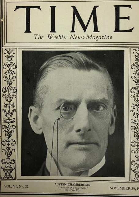 TIME MAGAZINE 1925 Nov. 30 Issue Von Richthofen "Red Baron" Austen ...