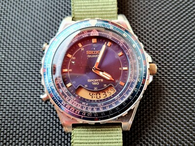 SEIKO DUO DISPLAY Quartz Watch H801-6008, Sports 150 Analog/Digital ...