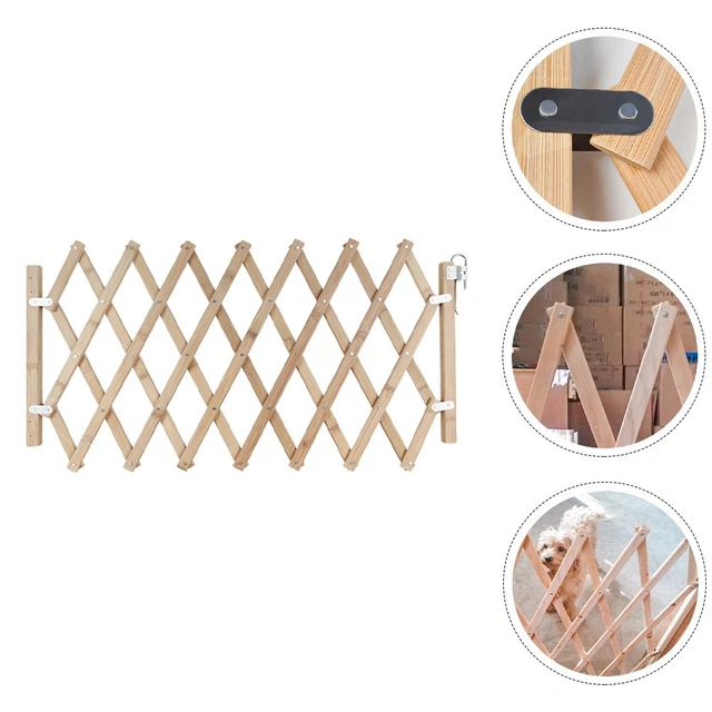 RETRACTABLE WOODEN DOG Gate Pet Barrier Fence for Hallway and Stairs ...