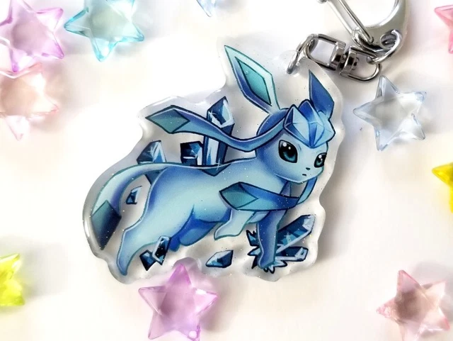 GLACEON KEYCHAIN EEVEE Evolutions Pokemon Eeveelutions Acrylic (Double ...