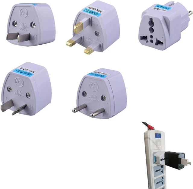 5PIECE UNIVERSAL TRAVEL Adapter Set Type C, G, J, L Plugs for European ...