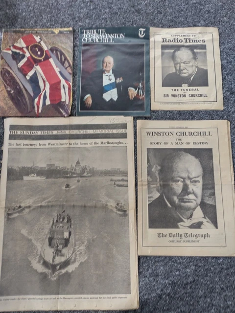 SIR WINSTON CHURCHILL 1965 State Funeral memorabilia newspapers ...