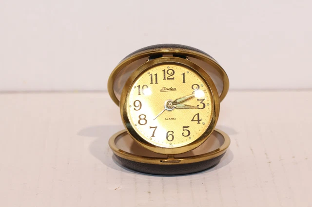 VINTAGE LINDEN BRASS dial Folding Travel Alarm Clock Compact £0.80 ...