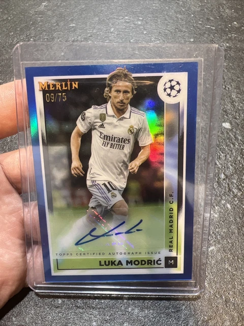2022-23 TOPPS MERLIN UCC Luka Modric Blue Refractor Autograph 09/75 ...