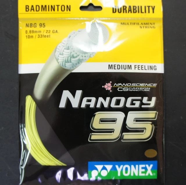 5 PACKETS OF YONEX Badminton Nanogy 95 String, NBG-95 Flash Yellow Made ...