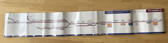 METROPOLITAN LINE LONDON underground tube map With Unused Sticky ...