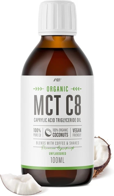 ORGANIC C8 MCT Oil - 100ml - 100% Pure Cold Pressed C8 Mct - Premium Coconut £7.15 - PicClick UK