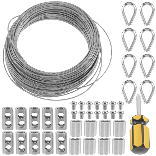 30M WIRE ROPE Kit Stainless Steel Cable Fence Wire Roll Kit Turnbuckle Tensioner £9.99 - PicClick UK