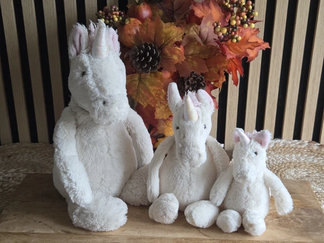 JELLYCAT BASHFUL UNICORN Bundle Small Medium Large/big £64.99 - PicClick UK