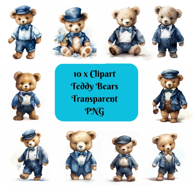 TEDDY BEAR CLIP Art Digital File. PNG Images. Arts, Crafts, Decoupage ...
