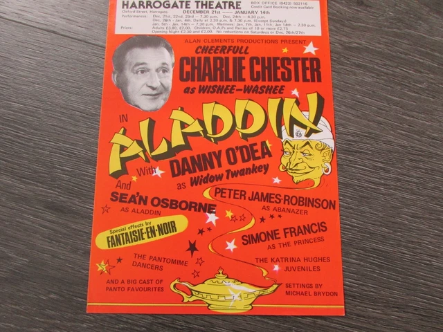CHARLIE CHESTER IN Aladdin Original Harrogate Theatre Flyer £8.99 ...