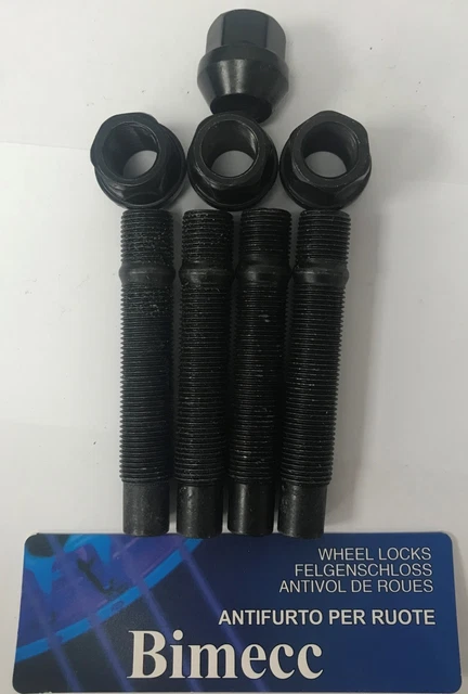ALLOY WHEEL STUDS + NUT CONVERSION X 4 BLACK 82mm M14X1.25 FOR BMW F01 ...