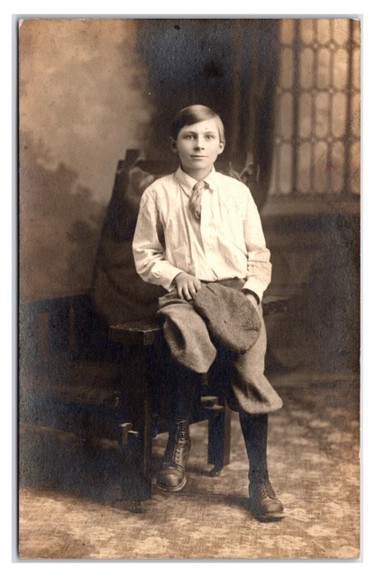 ANTIQUE EARLY 1900S - Little Boy Studio Portrait - Real Photo Postcard ...