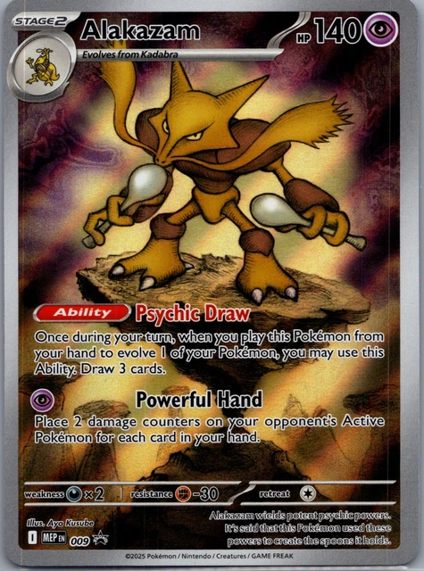 2025 POKÉMON ALAKAZAM MEP 009 Mega Evolution ETB Black Star Promo Card ...