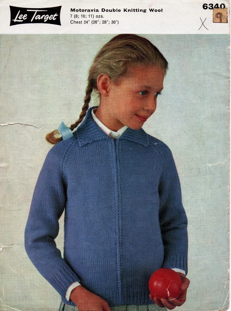 ~ VINTAGE 1960S Emu Knitting Pattern For Child's Round Neck Zipper ...