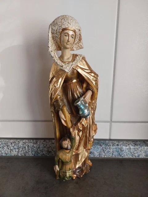 HEILIGE BARBARA HOLZFIGUR handgeschnitzt Lindenholz bunt Eibl EUR 70,00 ...