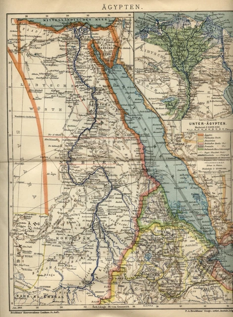 1898 = EGITTO = Antica Mappa = Egypt OLD MAP EUR 9,90 - PicClick FR