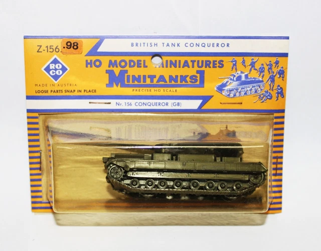 VINTAGE ROCO HO 1:87 Minitanks WWII British Tank Conqueror Allied ...