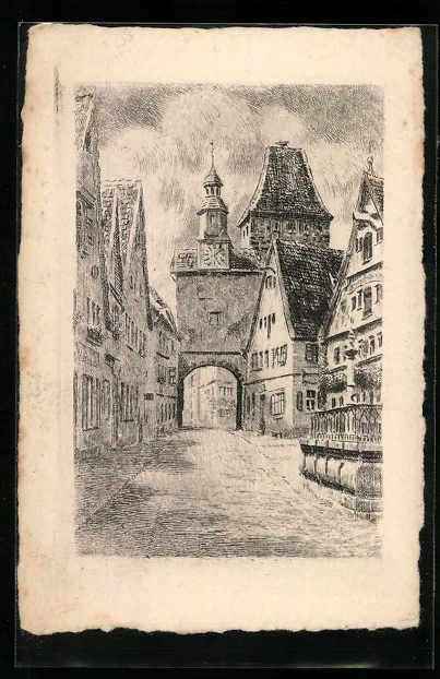 CARTOLINA D'ARTISTA ROTHENBURG a. d. Tauber, Markusturm EUR 5,00 ...